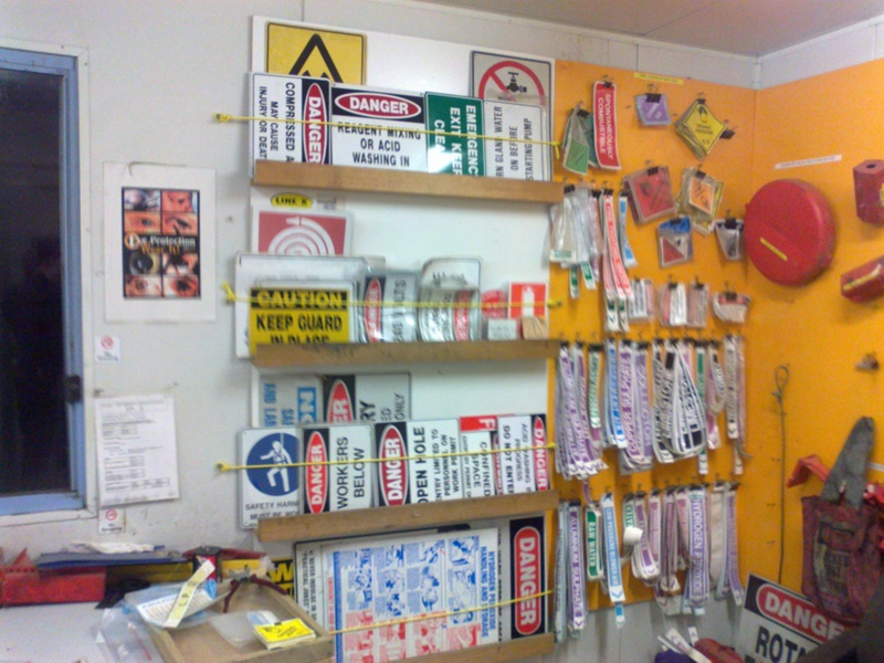 Safety signage, Beaconsfield Gold Mine processing plant; Clark, Cyril ...