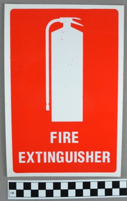 Fire extinguisher location sign; unknown; c. 2005; BMHC_17362 | eHive