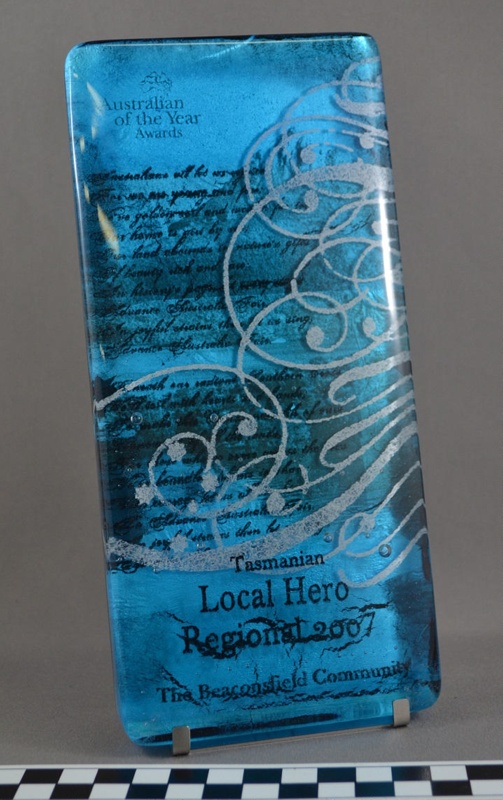 Trophy, Australian of the year, Tasmanian local hero regional 2007 ...