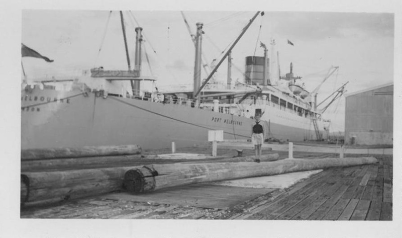 The MV 'Port Melbourne' tied up at a wharf (possibly Beauty Point ...