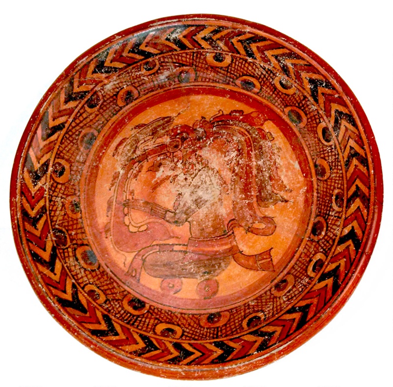 Tripod Polychrome Plate ; Pre-Columbian, Mesoamerican, Mayan; 500-900 C ...