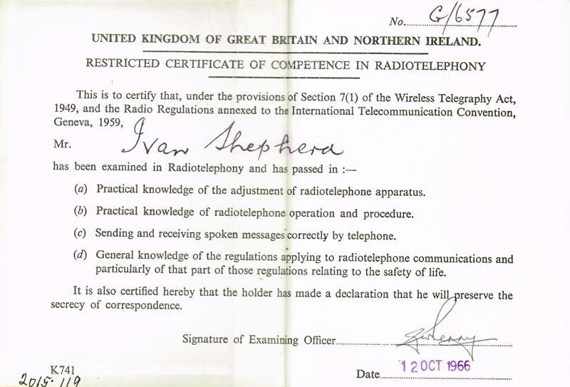 Radiotelephony certificate; LOWMS:2015.119 | eHive