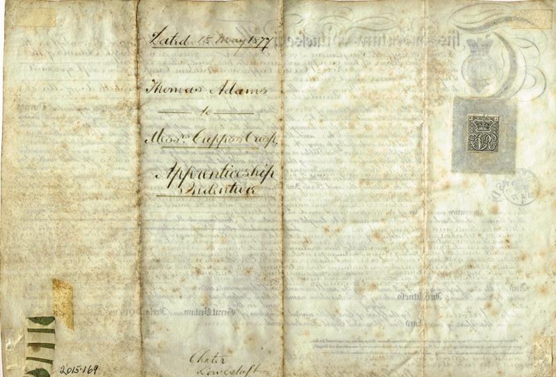 Apprentice Indenture certificate; LOWMS:2015.169 | eHive