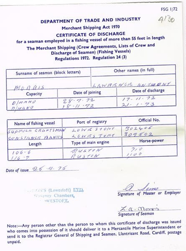 Discharge Certificate; LOWMS:2017.086I | eHive