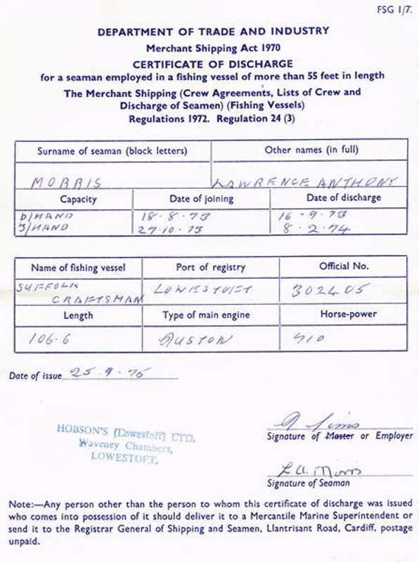 Discharge Certificate; LOWMS:2017.086J | eHive