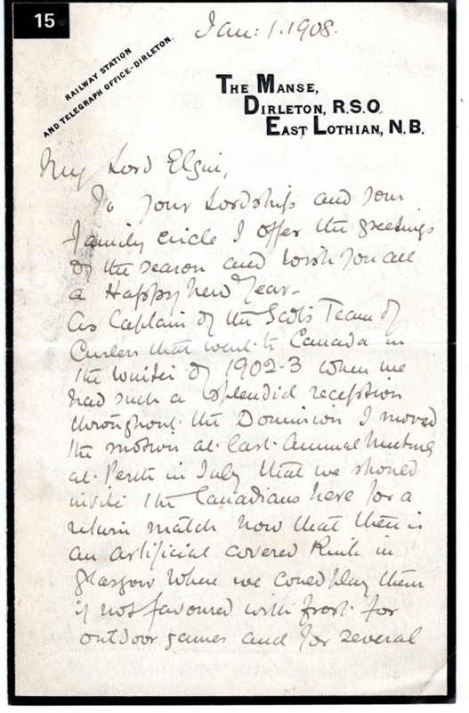 Letter of Rev John Kerr 1908 to Lord Elgin; PM696 | eHive