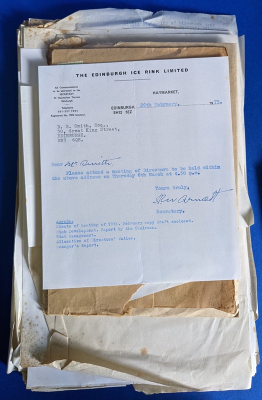 David Smith Edinburgh Ice Rink Papers Circa 1975; PM235 | eHive