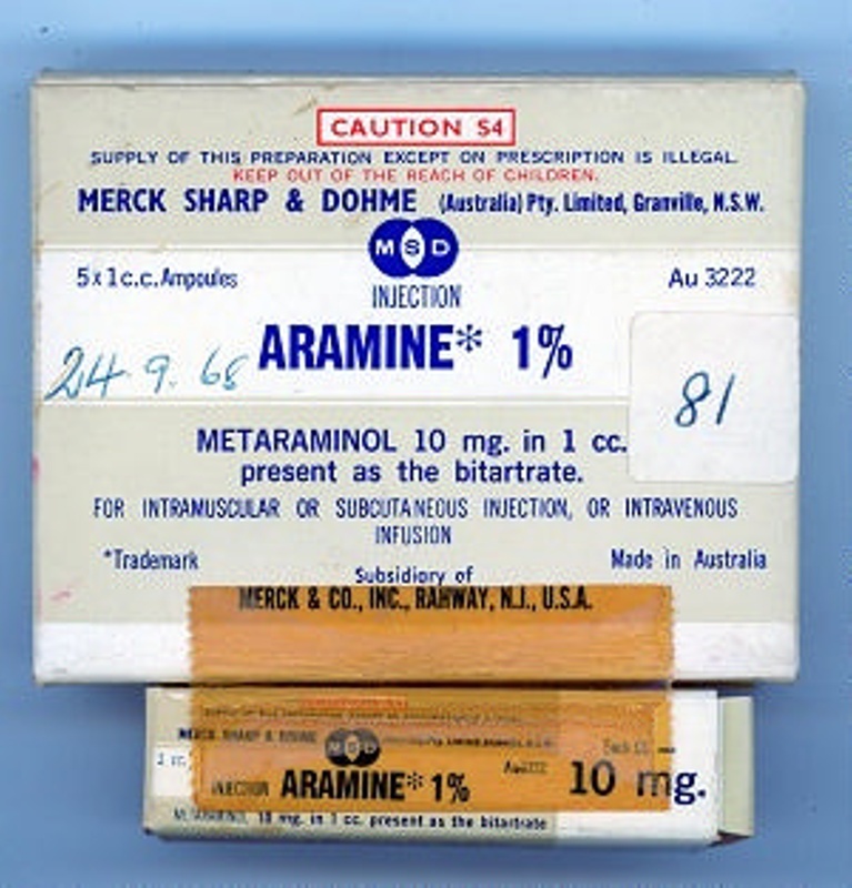 Aramine Ampoules; Merck Sharp & Dohme; 2016.38.2 | eHive