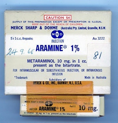Aramine Ampoules; Merck Sharp & Dohme; 2016.38.2 | eHive