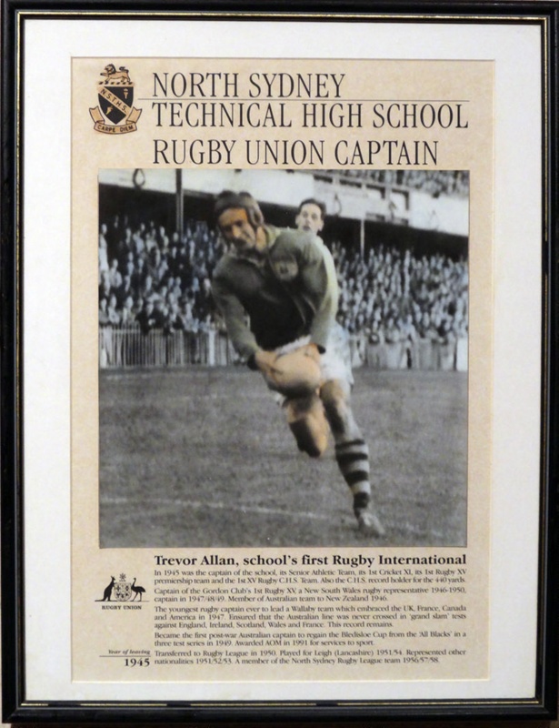 North Sydney Technical High School Rugby Union Captain Trevor Allan ...