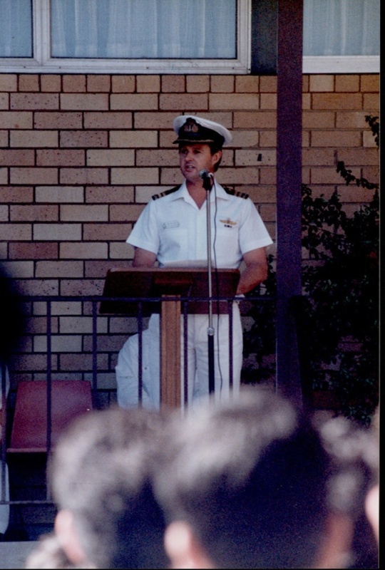 Photographs 1990- Assembly with visiting Navy personnel; 1990- April ...