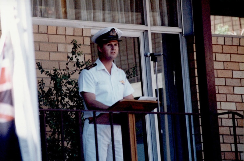 Photographs 1990- Assembly with visiting Navy personnel; 1990- April ...