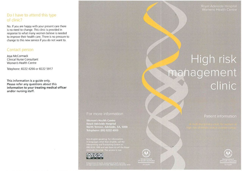 Brochure: High Risk Management Clinic - Patient Information; 2010; AR ...