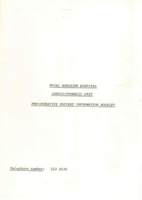 Booklet: Cardio-Thoracic Unit Pre-Operative Patient Information Booklet ...