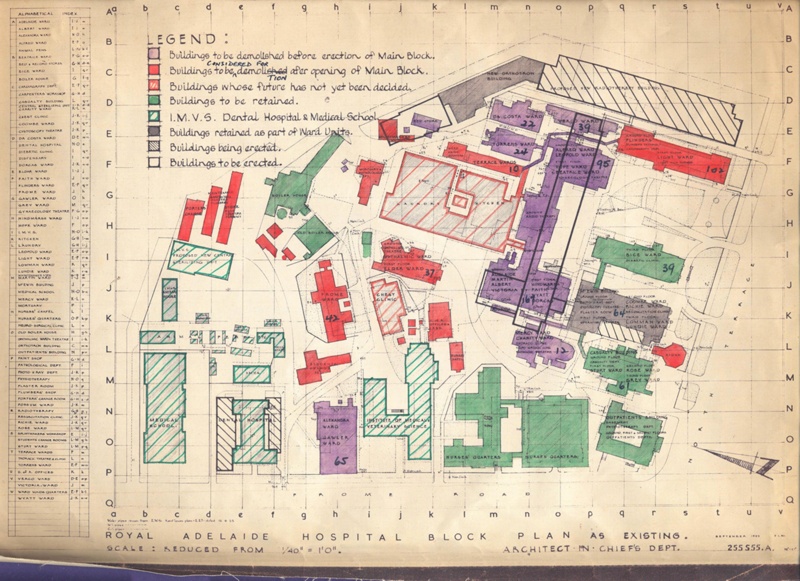 Plan: Architectural Block Plan, Royal Adelaide Hospital; 1955; AR#4680 ...