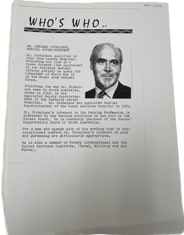 Document: "Who's Who..Dr Bernard Nicholson"; AR#17884 | eHive