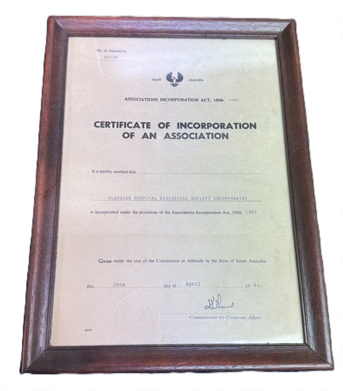 Display Purposes: Framed Certificate of Incorporation of an Association ...