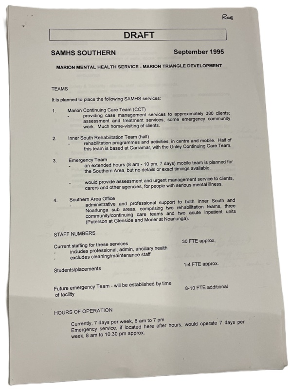 Document: SAMHS Southern - Marion Mental Health Service Marion Triangle ...