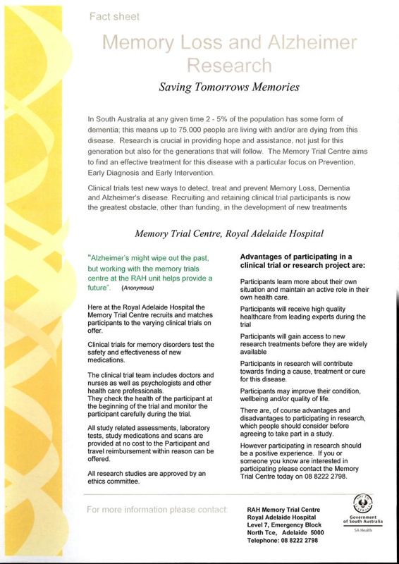 Document: Memory Loss Brochure; 2013; AR#4549 | eHive