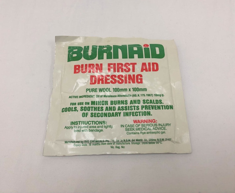 Equipment: Burnaid - Burn First Aid Dressing; Rye Chemicals; Ca 1990s ...