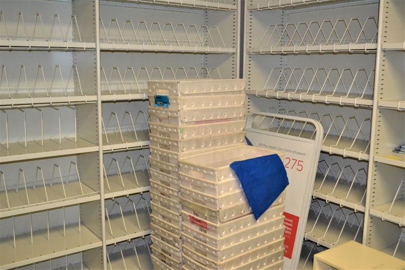 Interior: Sexual Health Clinic Storage and Compactus Room; 2022; AR ...