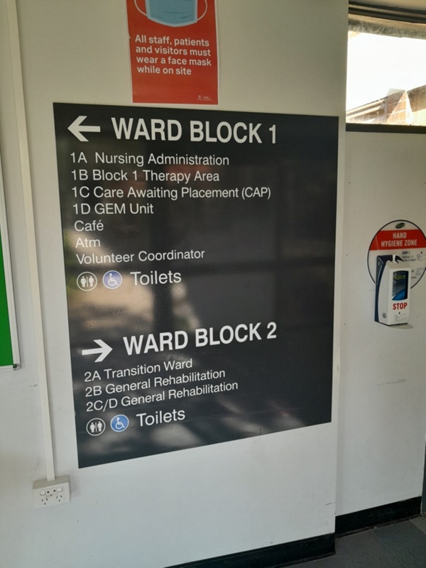 Signs: Wards Block 1 and 2; 21/10/2022; AR#14250 | eHive