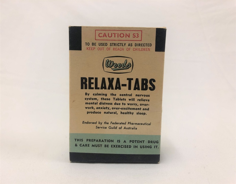 Chemical: Relaxa-Tabs; HW Woods Pty Ltd; Ca 1950s; AR#13689 | eHive