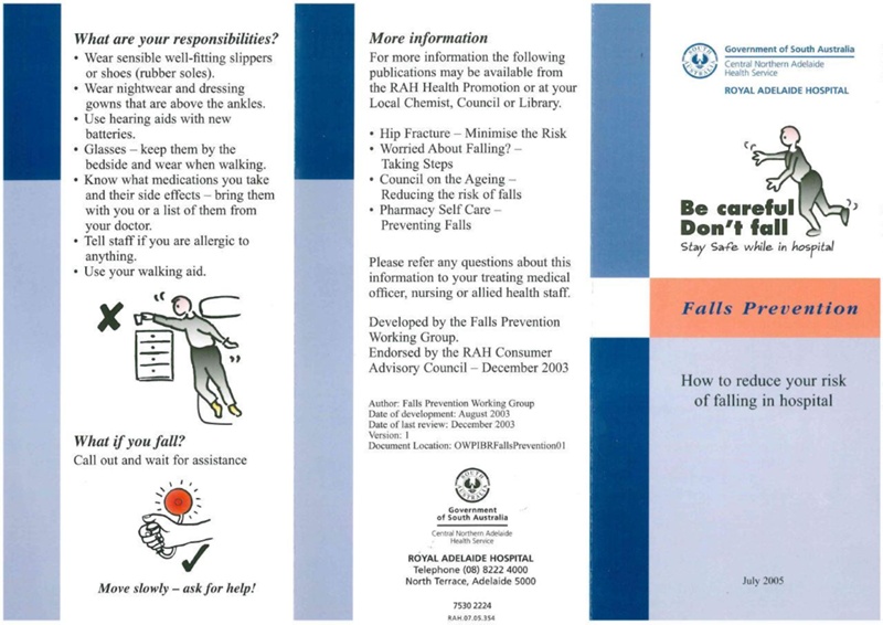 Brochure: Falls Prevention; 2005; AR#3010 | eHive