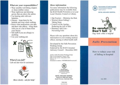 Brochure: Falls Prevention; 2005; AR#3010 | eHive
