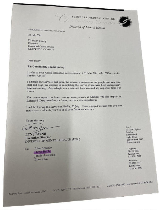 Document: Letter relating to Community Teams Survey; 2001; AR#18265 | eHive