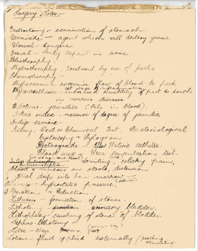 Document: Handwritten notes on surgery ; AR#17267 | eHive