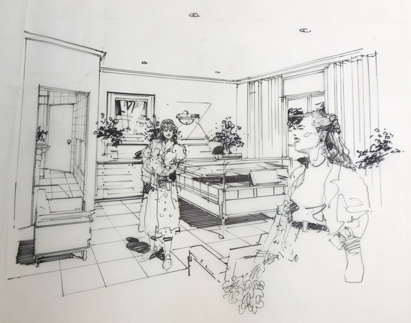 Artwork: Drawings of Maternity Room Scenes; Ca 1980s; AR#10342 | eHive