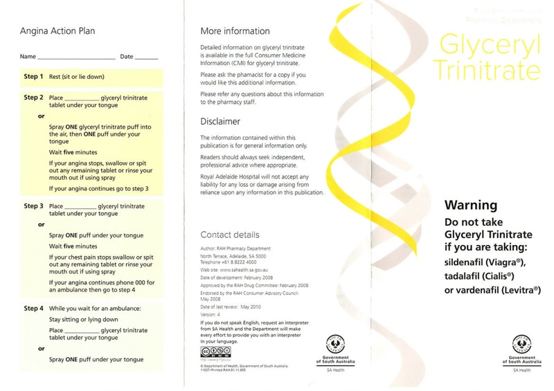 Brochure: Glyceryl Trinitrate; 2011; AR#3151 | eHive
