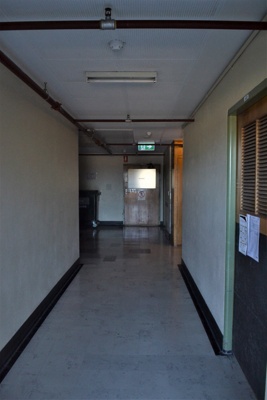 Interior: Corridor and Entrance Door to Former Autopsy Room; Margot Way ...