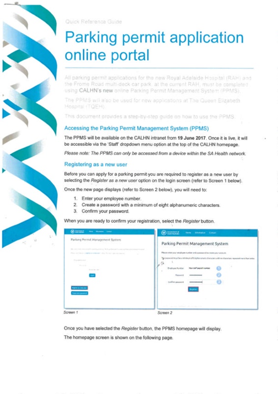 Document: CALHN Quick Reference Guide - parking permit application online portal... | eHive