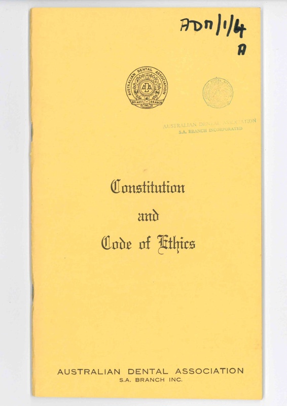 Booklet: Constitution and Code of Ethics of Australian Dental ...