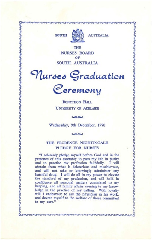 Document: Nurses Graduation Ceremony Programme; 1970; AR#14364 | eHive