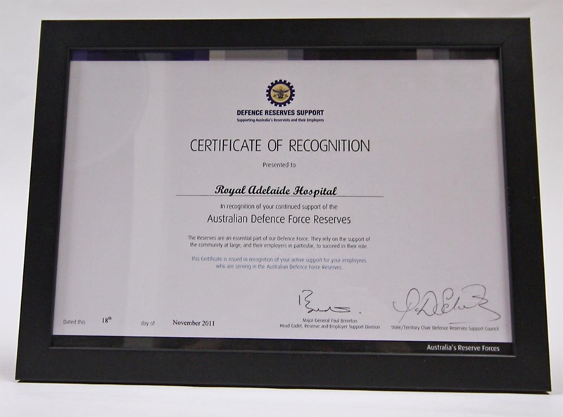 Document: Certificate of Recognition from Australian Defence Force ...