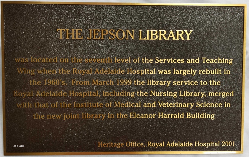 Plaque: Jepson Library; 2001; AR#11837 | eHive