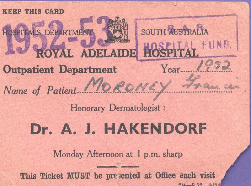 Document: Outpatient's Card; 1952; AR#2716 | eHive