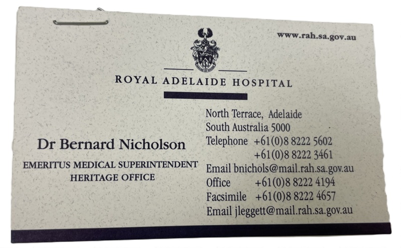 Document: Business Card - Dr Bernard Nicholson; AR#17694 | eHive