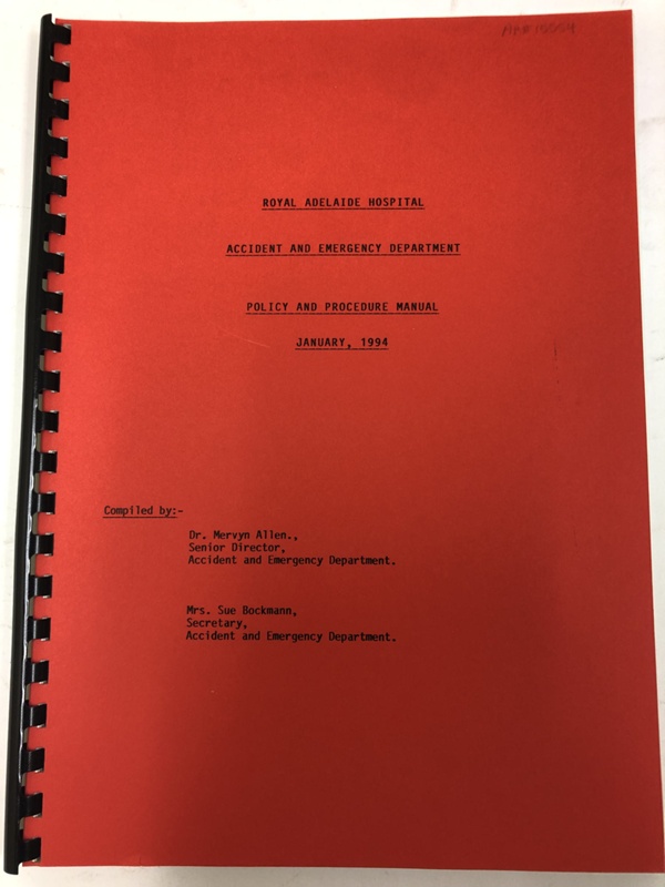 Document: RAH Accident and Emergency Policy and Procedure Manual; 1994 ...