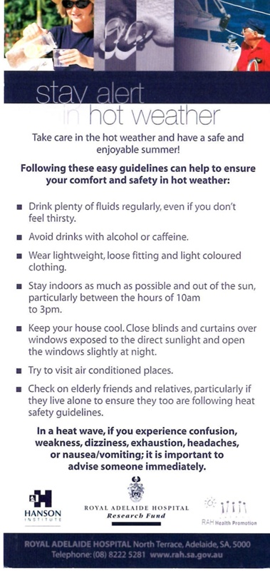 Document: Hot Weather Leaflet (Fridge Magnet); Ca 2012; AR#2696 | eHive