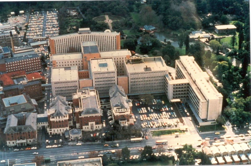 Exterior: Aerial view of Royal Adelaide Hospital; circa 1972; 1.134 | eHive