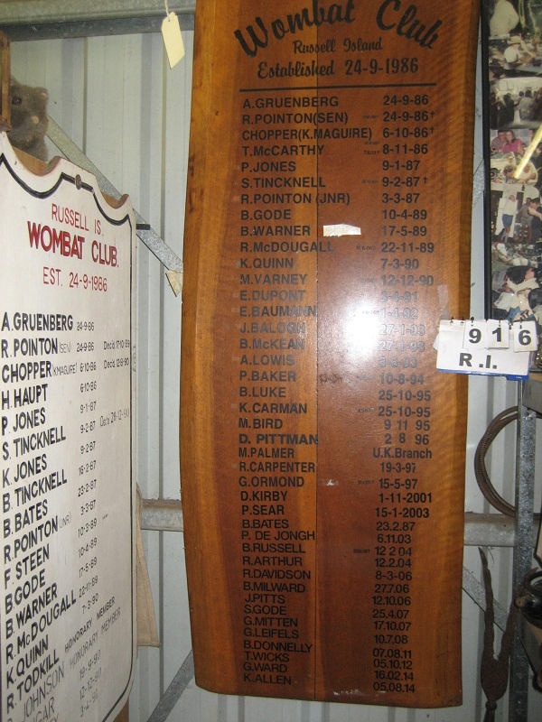 Wombat Club Honor Board; 916.0 | eHive