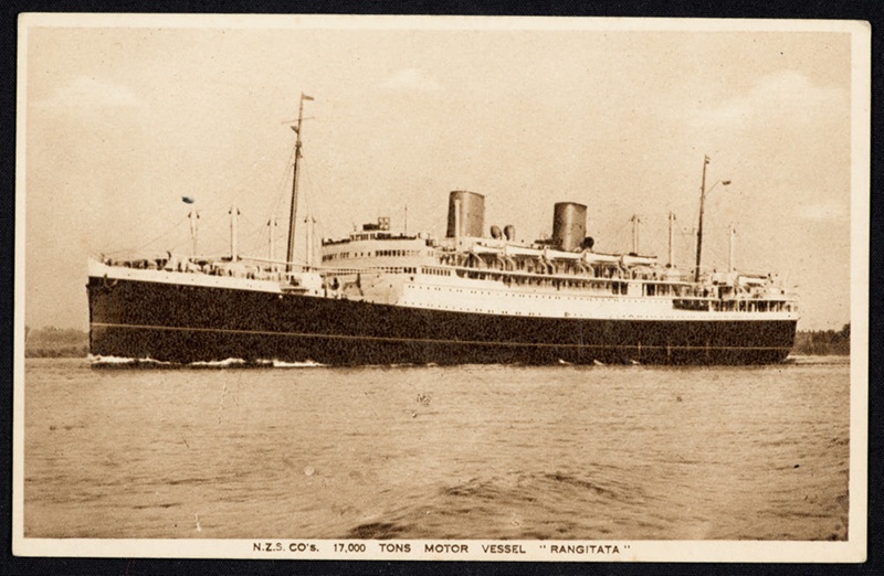 The M.V. 'Rangitane I', the New Zealand Shipping Company at sea ...