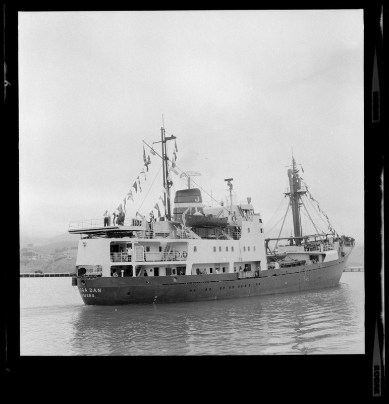 The 'Magga Dan' in Lyttelton Port, January 1968.; Unknown; 1968; 13089. ...