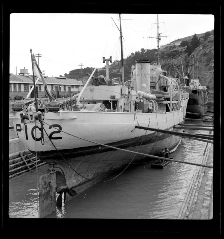 Two ships in dry dock, HMS St Brides. Similar image to 6634.1; Unknown ...