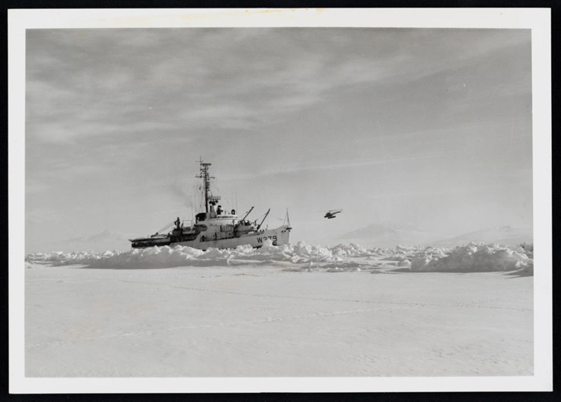 A helicopter returning to the deck of the US Coast Guard icebreaker ...