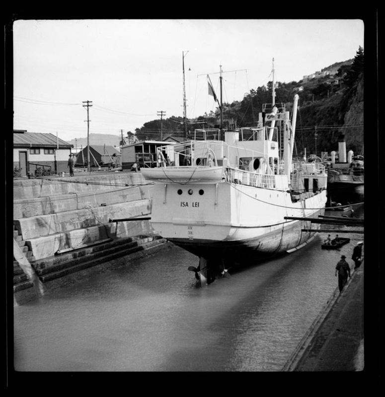 "ISA LEI" in dry dock at Lyttelton Port.; Unknown; 1960; 6954.1 | eHive